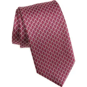 David Donahue Silk Jacquard Neck Tie - Berry