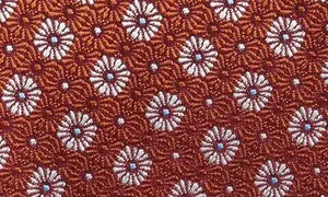 David Donahue Medallion Print Silk Neck Tie - Orange