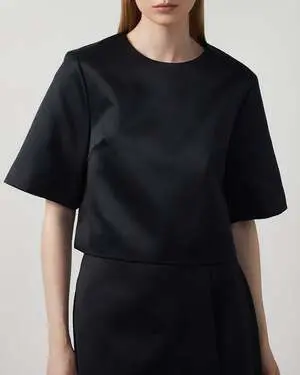 BY MALENE BIRGER Hania Cropped Blouse - Black