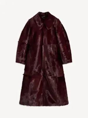 BY MALENE BIRGER Rafaia Shearling Calf Coat - Cabernet