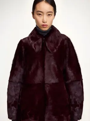 BY MALENE BIRGER Rafaia Shearling Calf Coat - Cabernet
