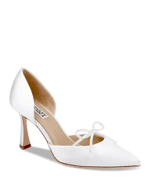 Badgley Mischka Olympic Bow Pumps - White Satin