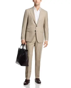 Canali Capri Melange Solid Slim Fit Suit - Beige