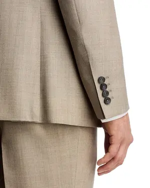 Canali Capri Melange Solid Slim Fit Suit - Beige