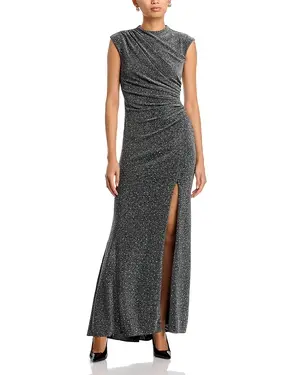 Aqua Long Studded Cap Sleeve Dress