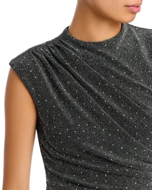 Aqua Long Studded Cap Sleeve Dress