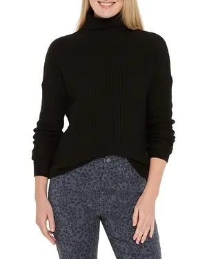 NIC+ZOE Waffle Tuck Sweater - Black Onyx