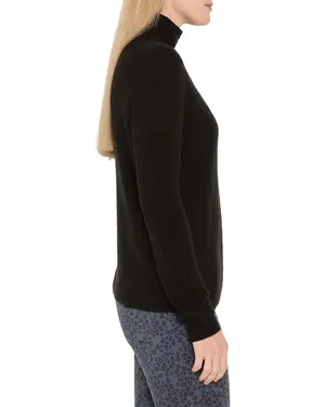 NIC+ZOE Waffle Tuck Sweater - Black Onyx