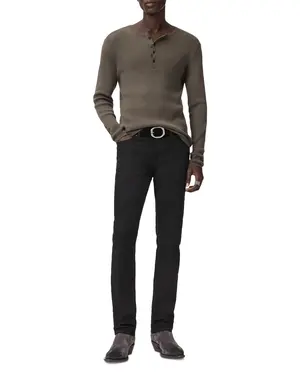 John Varvatos Javis Ribbed Long Sleeve Henley - Teakwood