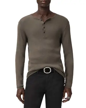 John Varvatos Javis Ribbed Long Sleeve Henley - Teakwood