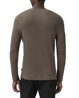 John Varvatos Javis Ribbed Long Sleeve Henley - Teakwood