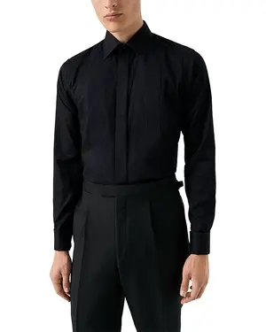 Eton Slim Fit Solid Plisse Shirt - Black