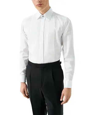 Eton Slim Fit Solid Plisse Shirt - White