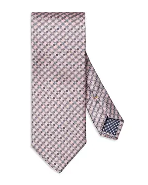Eton Geometric Print Silk Necktie - Medium Pink