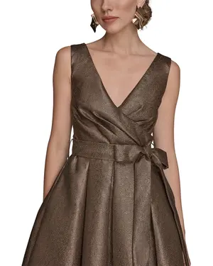 Donna Karan New York Wrap Effect Bow Waist Midi Gown