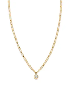 Bloomingdale'S Diamond Solitaire Paperclip Link Pendant Necklace - Gold