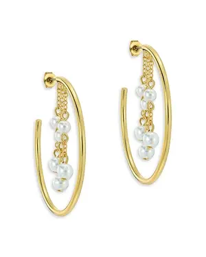 Ted Baker London Cassidy Cascade Imitation Pearl Hoop Earrings - Gold Tone