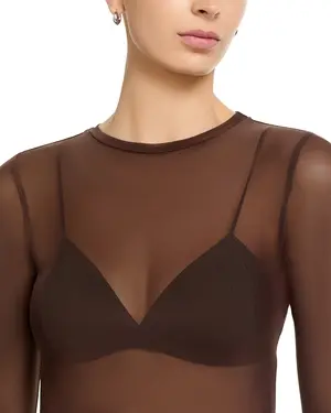 AFRM Kaylee Crewneck Mesh Top - Espresso