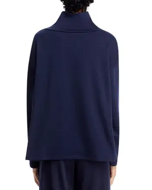 Eileen Fisher Brushed Terry Funnel Neck Box Top