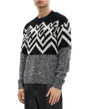 Helmut Lang Half Fair Isle Crewneck Sweater