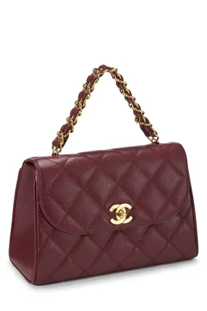 Chanel Quilted Caviar Handbag With Chain Strap