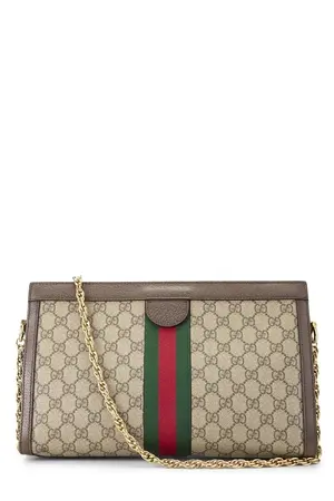 Gucci Gg Supreme Canvas Ophidia Shoulder Bag - Brown