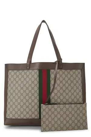 Gucci Gg Supreme Canvas Ophidia Tote - Brown