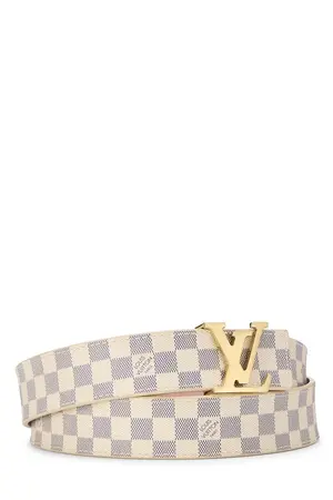 LOUIS VUITTON Damier Azur Initiales Reversible Ceinture 85 - White