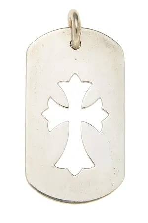 Chrome Hearts Sterling Cross Dog Tag Pendant - Silver