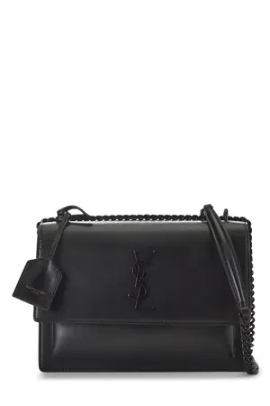 Saint Laurent Calfskin Leather Sunset Shoulder Bag - Black
