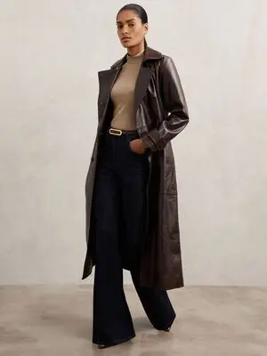 REISS Molly Lyocell-blend Funnel-neck Top - Camel