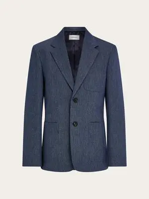 FERRAGAMO Single Breasted Denim Blazer - Blue