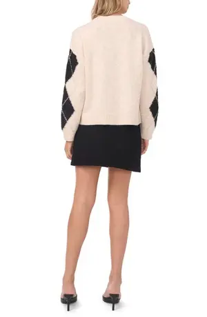 Vince Camuto Argyle Metallic Crewneck Sweater