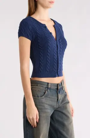 PACSUN Liana Cable Cardigan - Navy