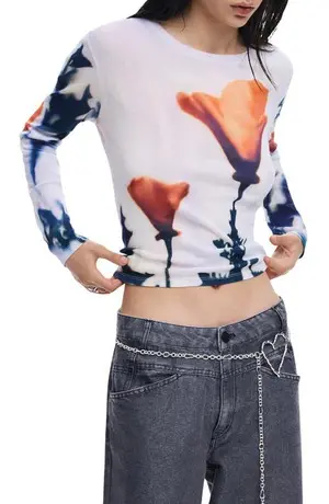 Desigual Printed Long Sleeve T-shirt - White