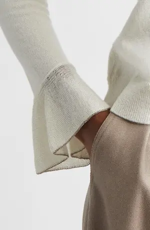 Lafayette 148 New York Cashmere Sweater With Ruffle Cuffs