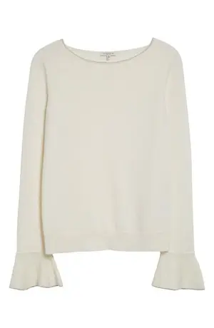 Lafayette 148 New York Cashmere Sweater With Ruffle Cuffs