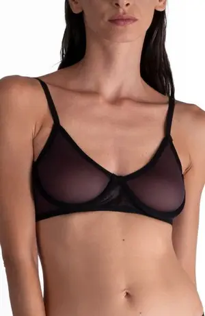LECHERY® Lustrous Sheer Full Coverage Underwire Bra - Black