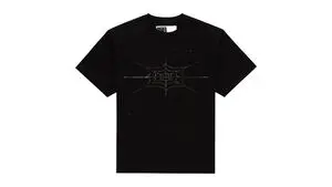 SP5DER Rhinestone Silk Tee Shirt - Black