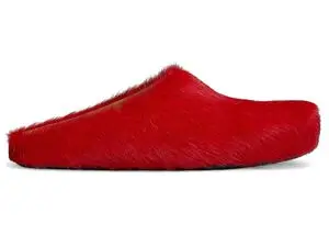 Marni Long Hair Calfskin Fussbett Sabot Mule - Red
