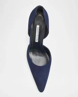 Manolo Blahnik 50mm Maren Suede Pumps - Navy