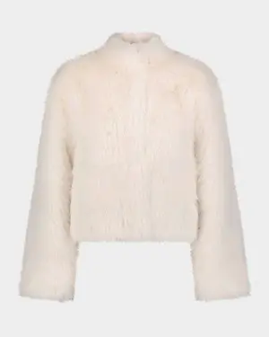 LYLA GRANT Fur-free Short Faux Fox Coat - White