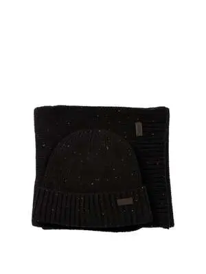 Barbour Carlton Fleck Cap And Scarf Set - Black