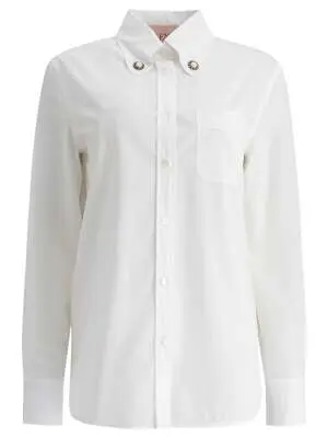 Valentino Garavani Cotton Poplin Shirt With Faux-crystal Buttons