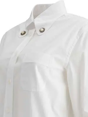 Valentino Garavani Cotton Poplin Shirt With Faux-crystal Buttons