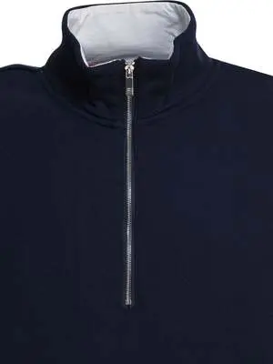 Thom Browne Cotton Half-zip Sweatshirt With Four Bar Detail - Blue
