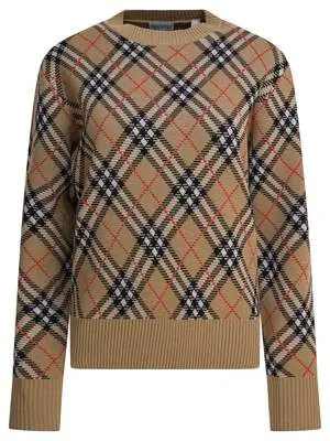 Burberry Wool Blend Crew Neck Sweater - Beige