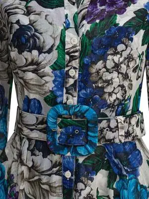 Samantha Sung Floral Print Shirtdress - Blue