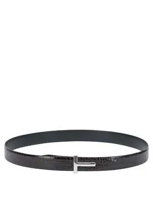 TOM FORD Croc-effect Leather Belt - Brown