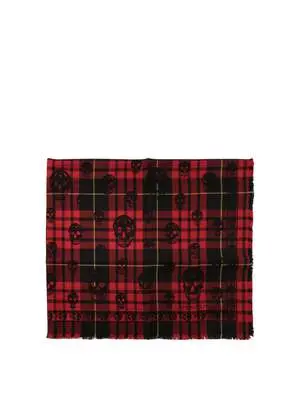 Alexander McQueen Alexander Mc Queen 'tartan Skull' Foulard - Red